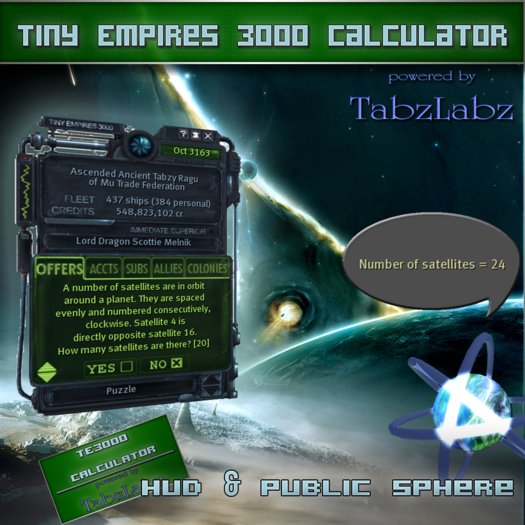 Second Life Marketplace - Tiny Empires 3000 Calculator & Tracker